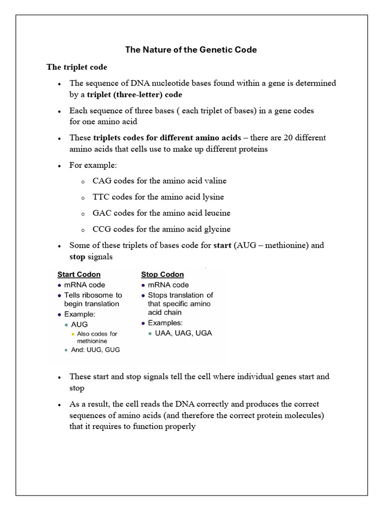 The Nature of The Genetic Code | PDF | Translation (Biology) | Genetic Code