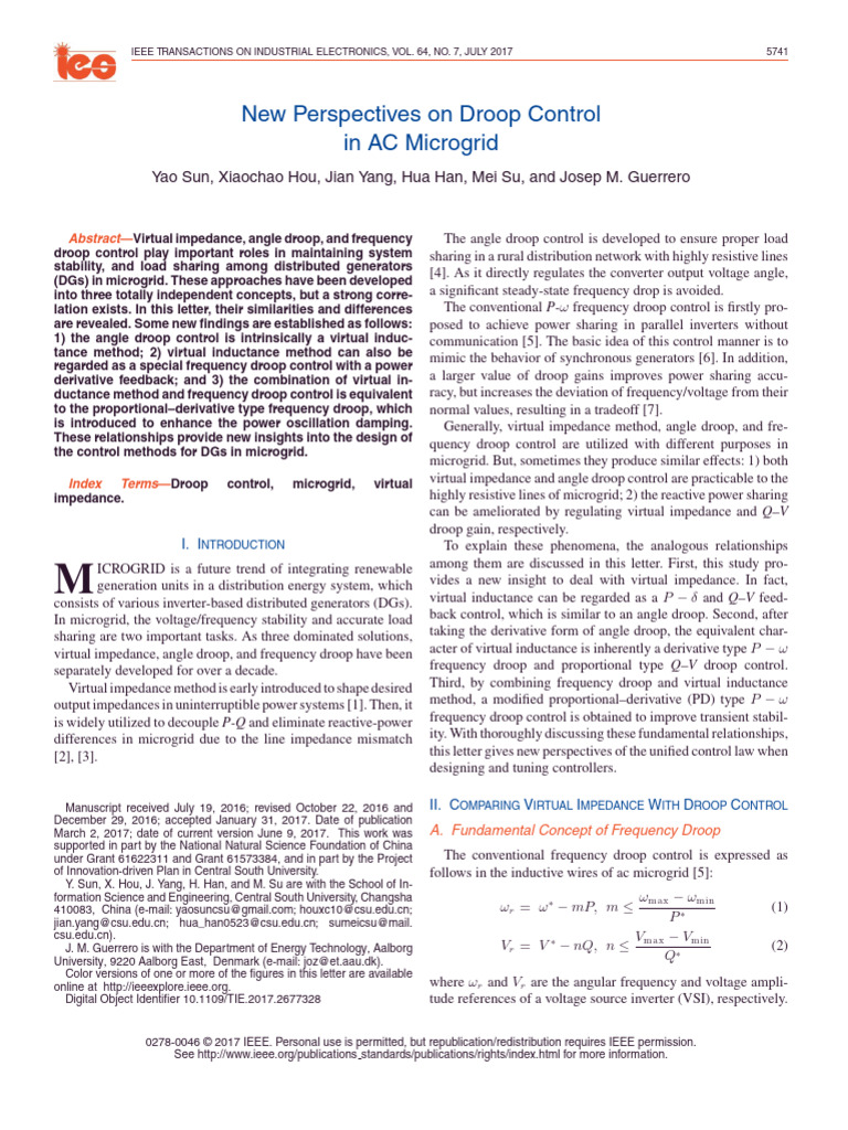 Droop Control Insights for AC Microgrids | PDF | Inductance | Power ...