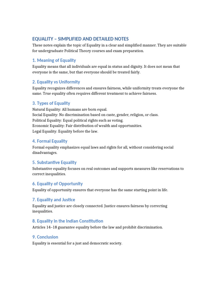 Equality Notes | PDF