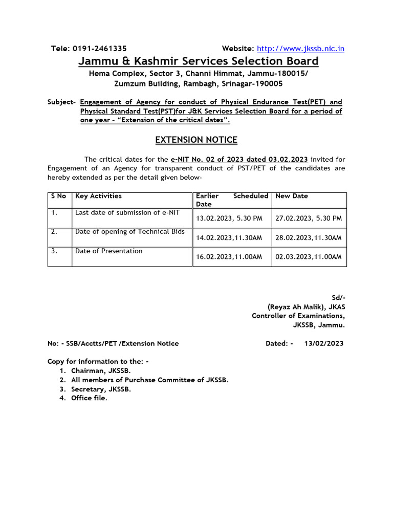 Extension Notice Pet PST | PDF