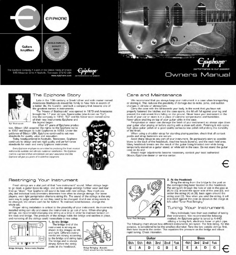 Epiphone Guitars Owner Manual | PDF