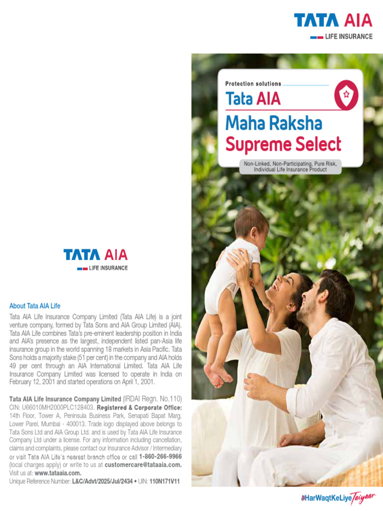 Tata AIA Maha Raksha Supreme Select | PDF | Insurance | Present Value