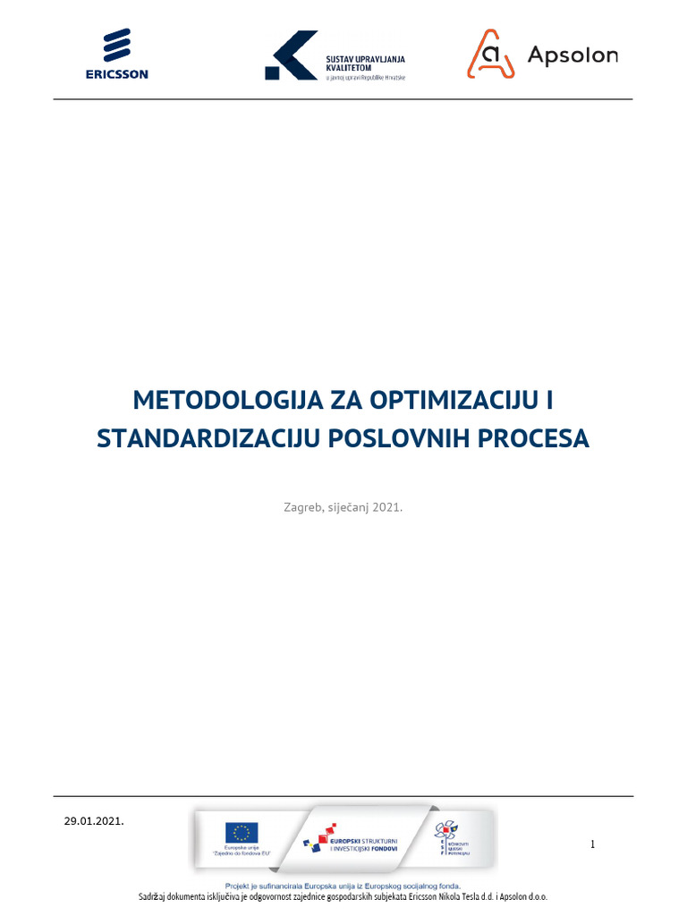 Projekt Kvaliteta - A1 3 Metodologija Za Optimizaciju I Standardizaciju ...
