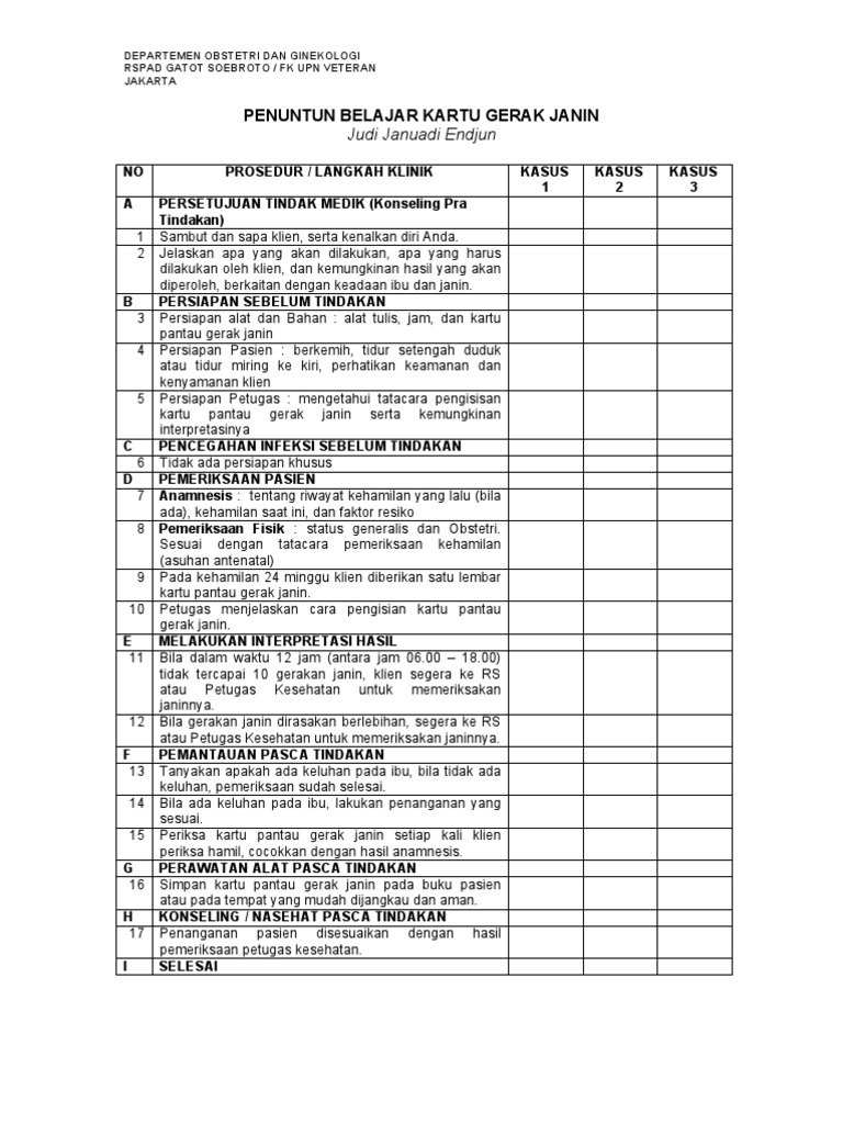 Panduan Belajar Kartu Gerak Janin, RSPAD, JJE | PDF | Pengembangan Diri ...