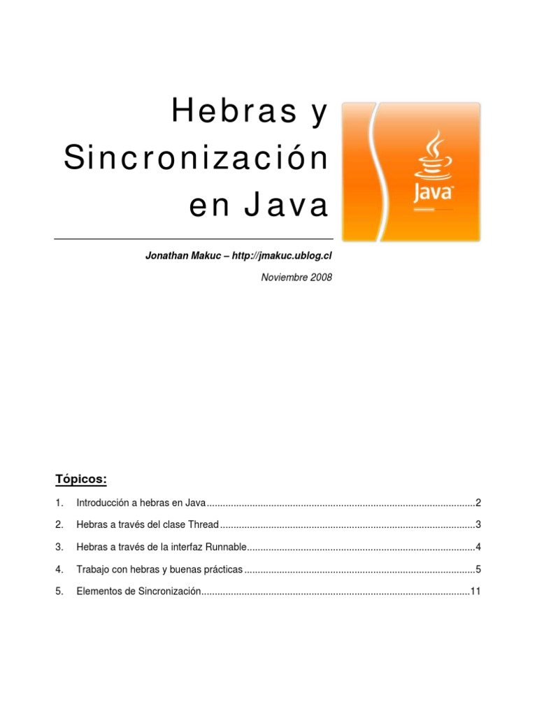 Introducción a la creación y sincronización de hilos en Java | PDF