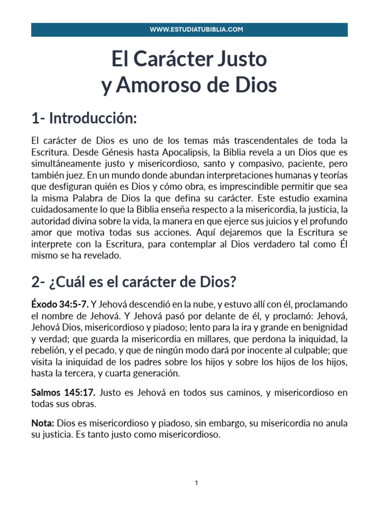 El Carácter Justo y Amoroso de Dios (1) | PDF | Sansón | Pecado