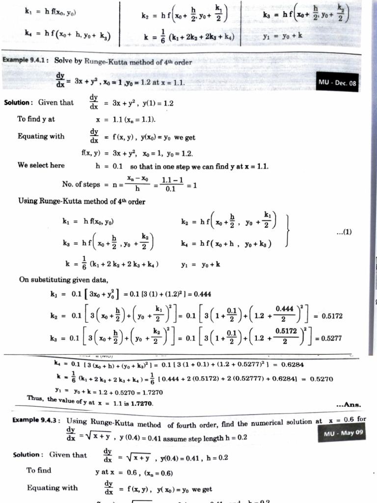 runge kutta | PDF | Differential Equations | Mathematics