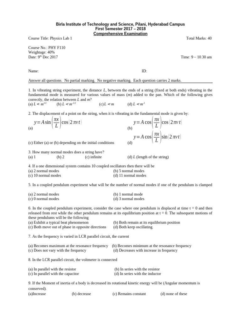 QP | PDF | Normal Mode | Rotation Around A Fixed Axis
