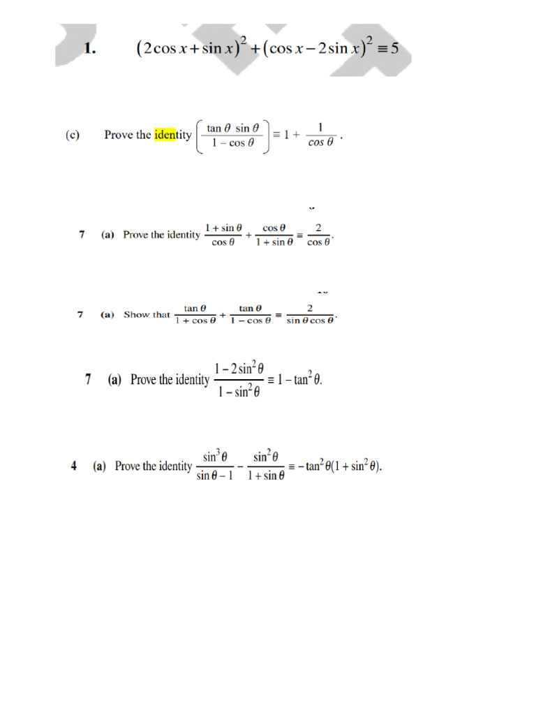 Trig Proofs | PDF