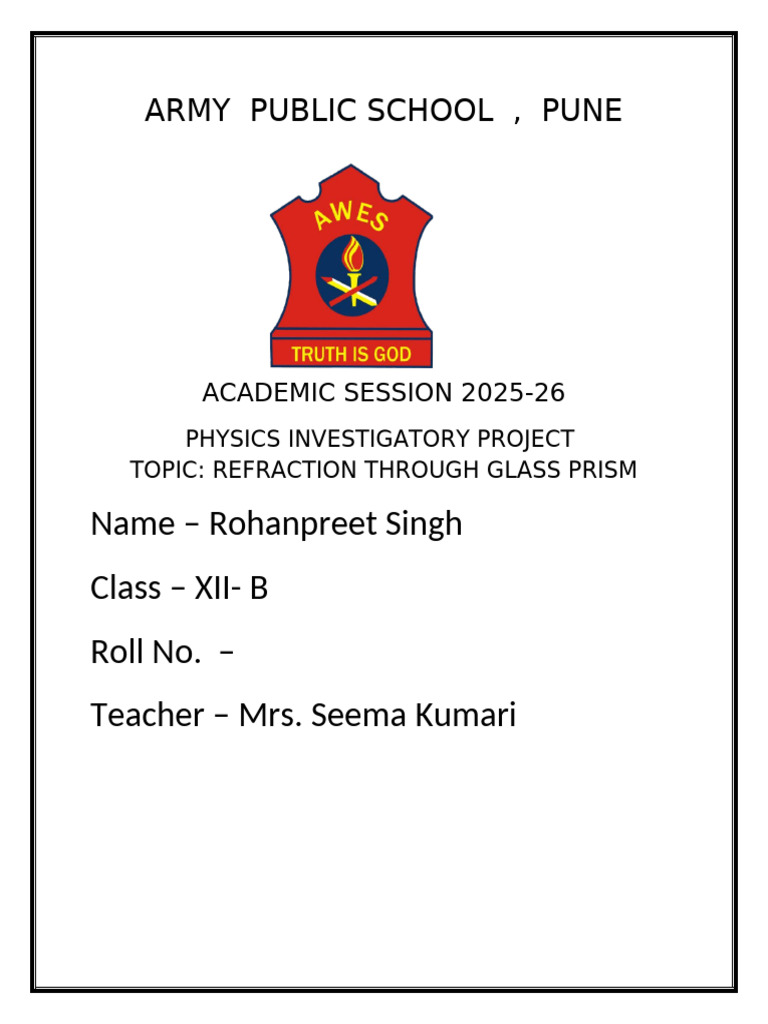 Hollow Prism Physics Investigatory Project Class 12 CBSE | PDF ...