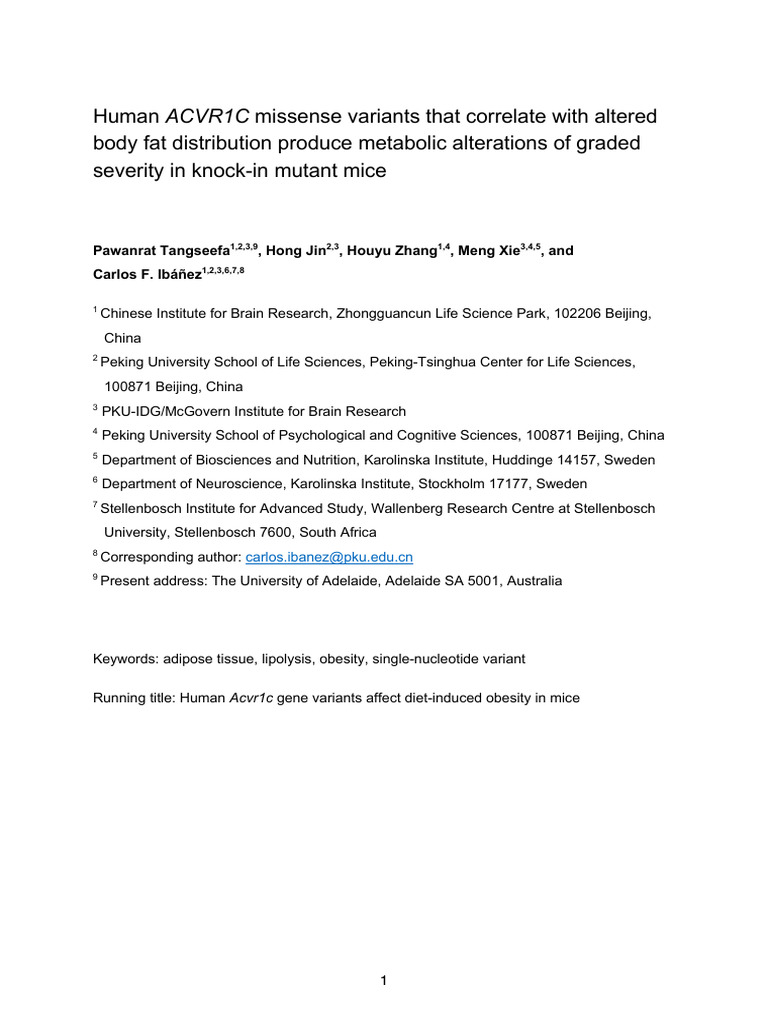 Human ACVR1C Missense Variants | PDF | Adipose Tissue | Genetics