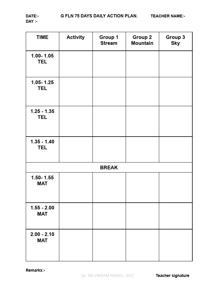 75-Day Daily Action Plan for Teachers | PDF