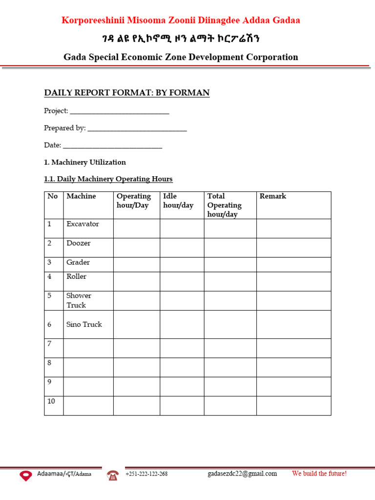 Daily Report Format-4 Forman | PDF
