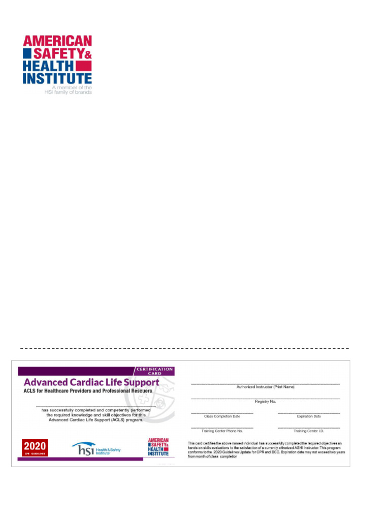 ASHI ACLS Certification Confirmation | PDF