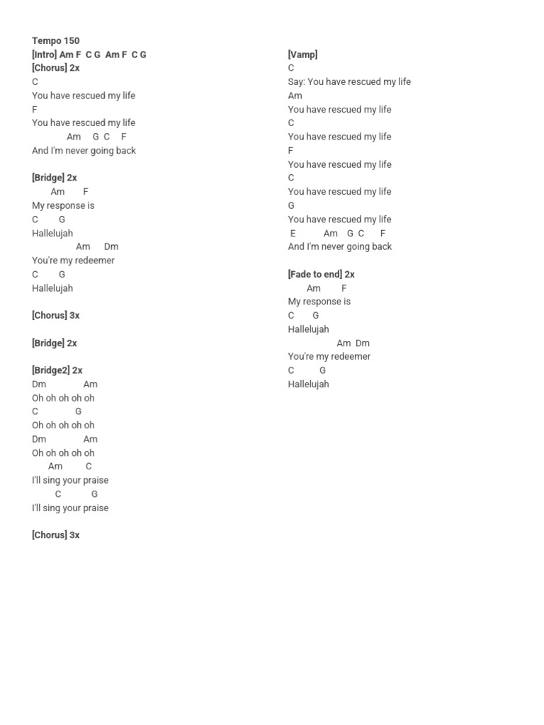 "You Have Rescued My Life Lyrics" | PDF