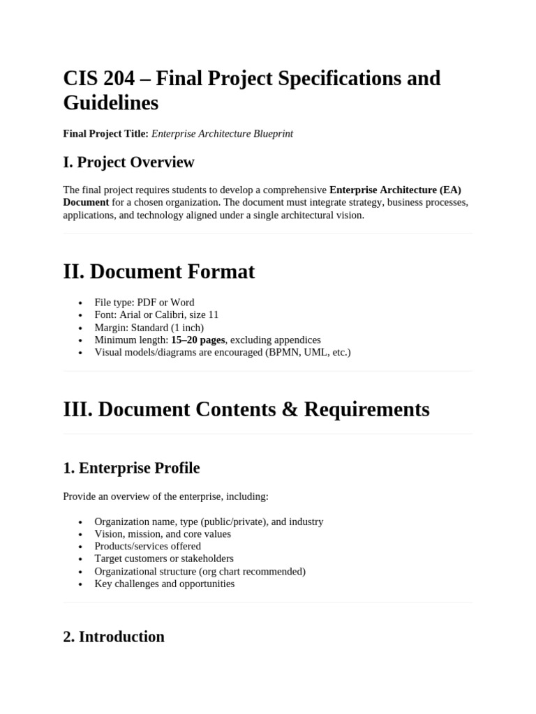 Enterprise Architecture Project Guidelines | PDF | Enterprise ...