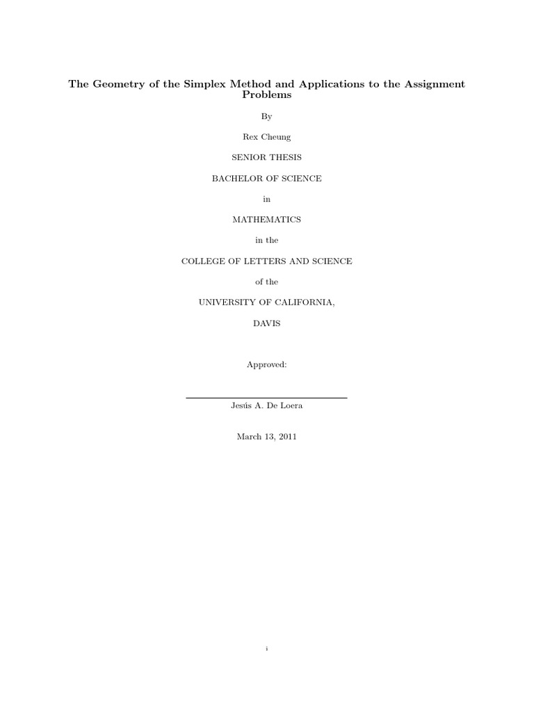 Simplex Method and Assignment Problems | PDF | Linear Programming | Convex Geometry