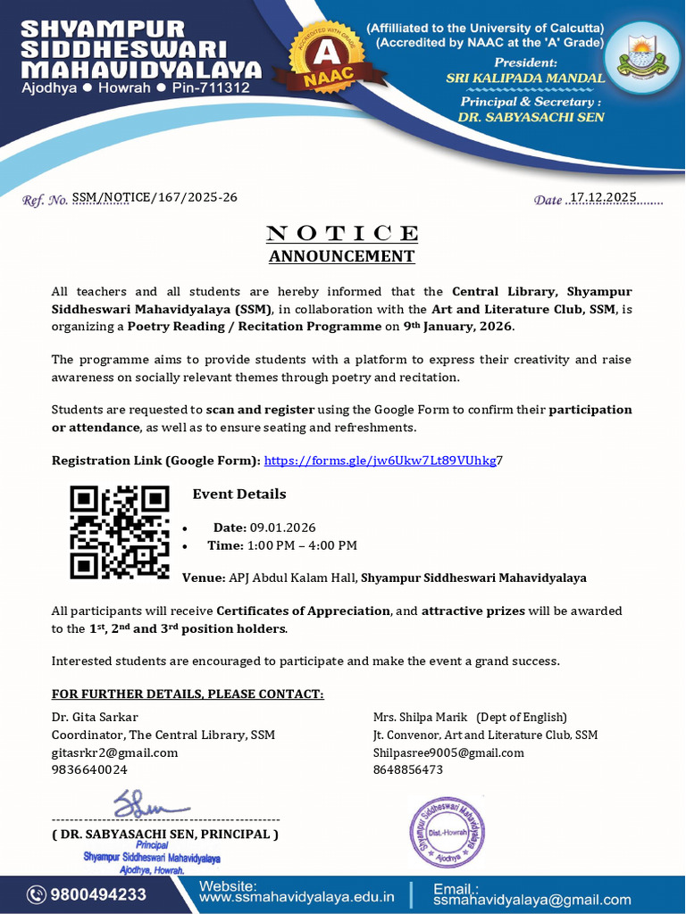 Poetry Reading Event at SSM 2026 | PDF
