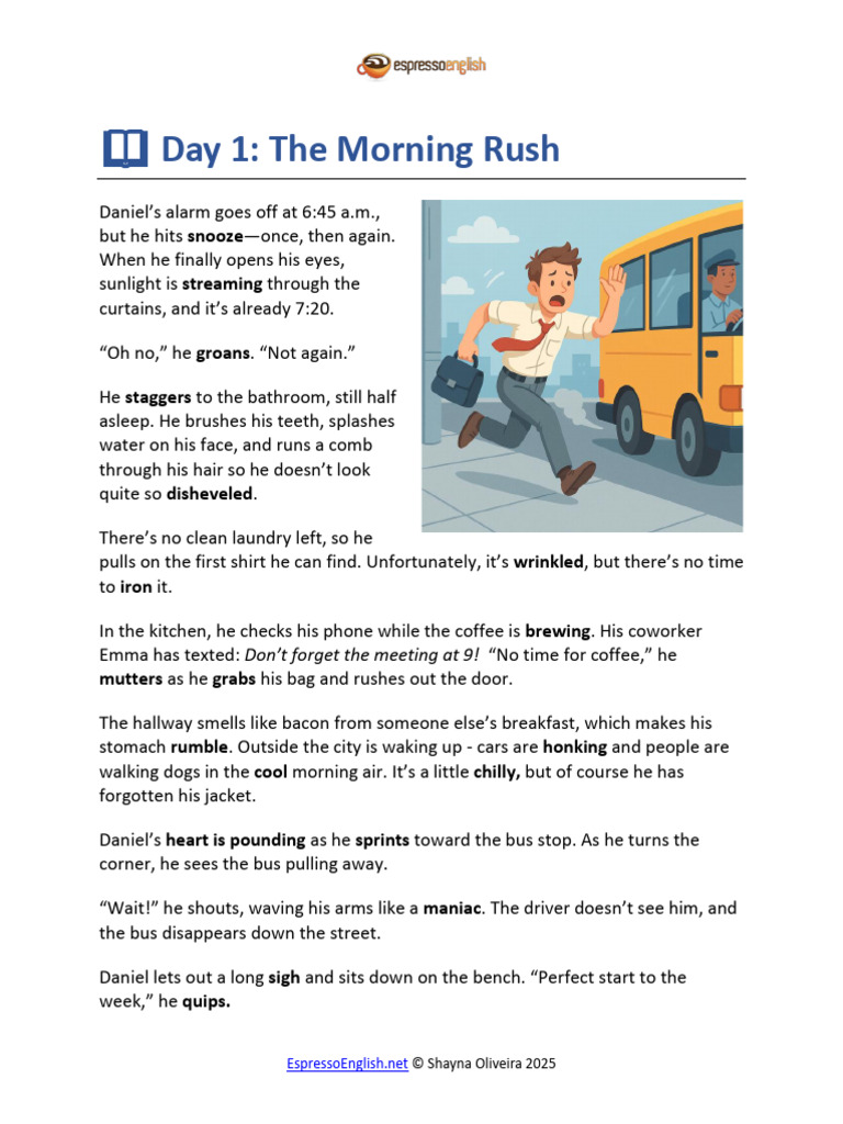 Morning Rush: A Relatable Commute Story | PDF