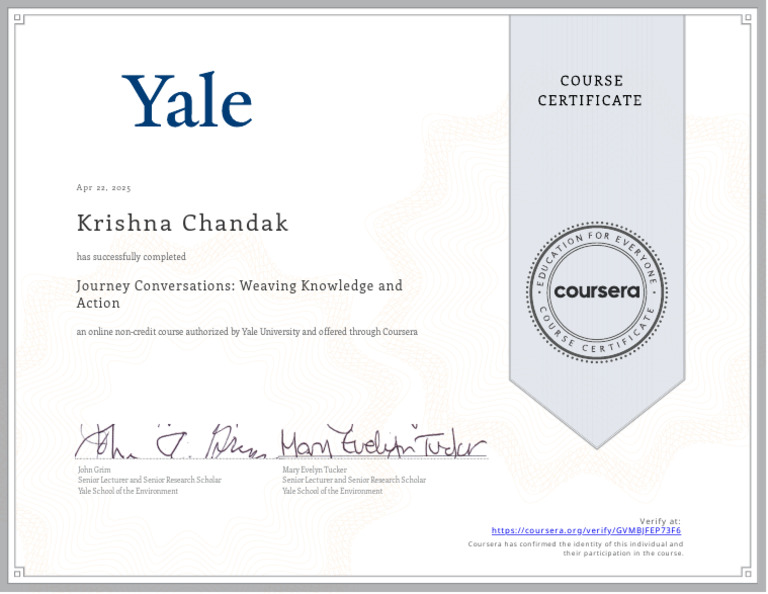 Yale Course Completion Certificate | PDF