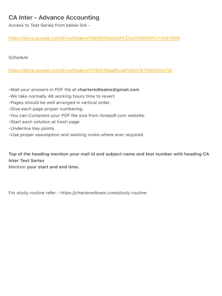 CA Inter Advance Accounting G97oii Test Series | PDF