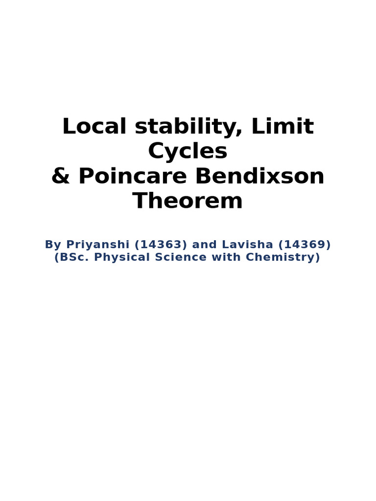 Local Stability and Limit Cycles Analysis | PDF | Stability Theory ...