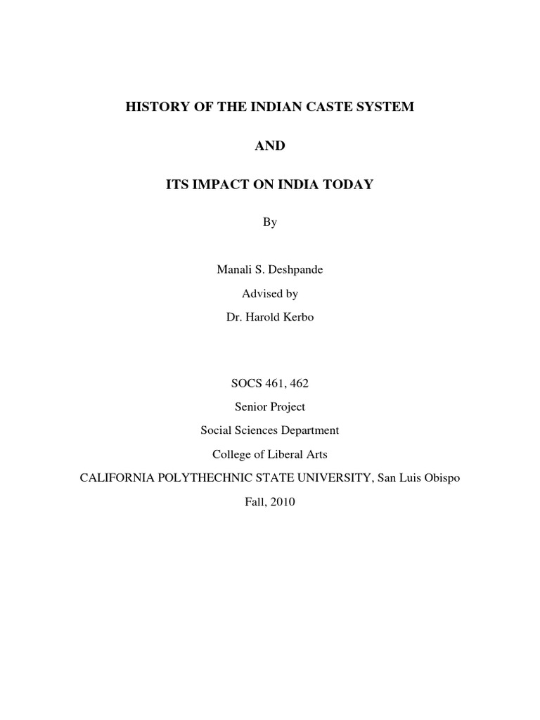 History of The Indian Caste System and Its Impact On India Today | PDF ...