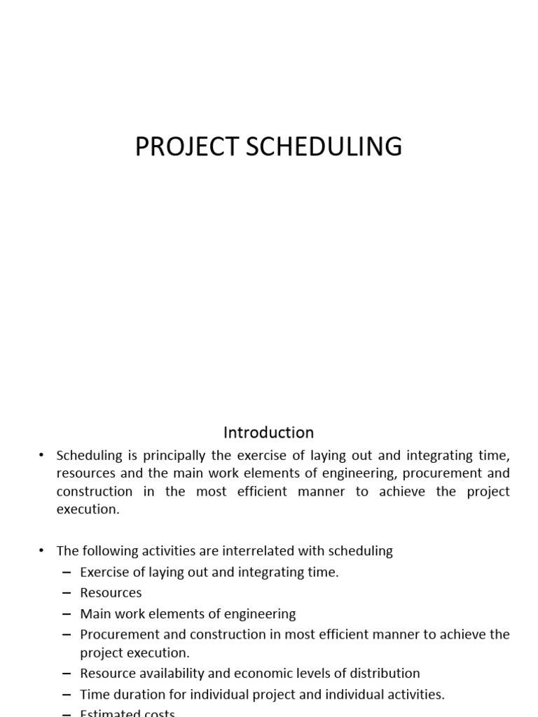 Unit 1 Project Scheduling | PDF