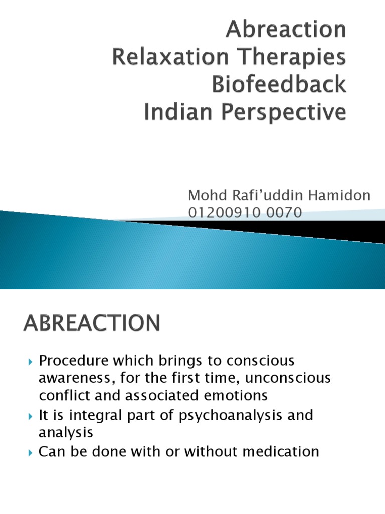 Abreaction | Psychotherapy | Relaxation (Psychology)