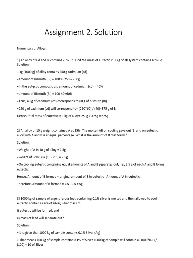 Alloys Assignment Answer[1] | PDF | Phase Rule | Phase (Matter)