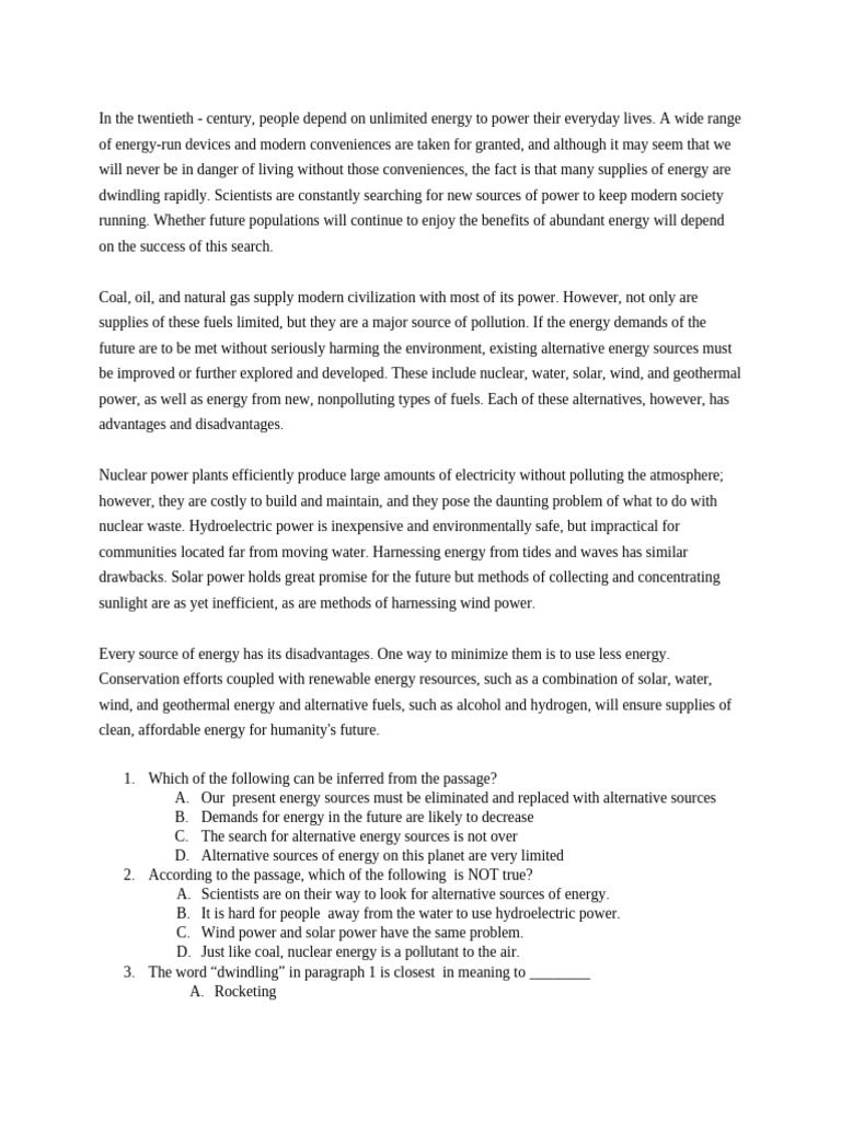 Future Energy Sources and Challenges | PDF | Energy Development ...
