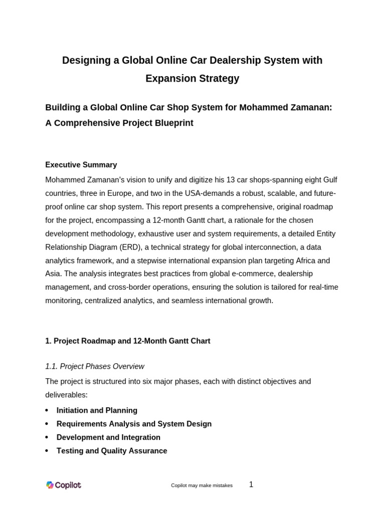Research-Designing A Global Online Car Dealership System With Expansion ...