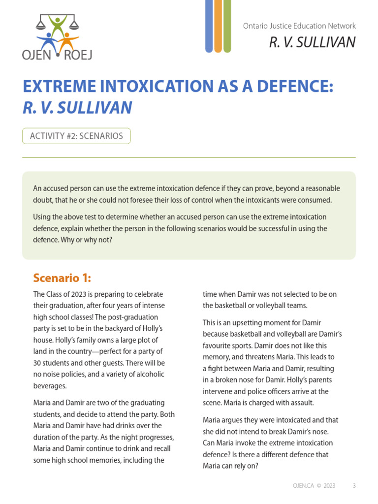 Extreme Intoxication Defense Scenarios | PDF | Attention Deficit ...