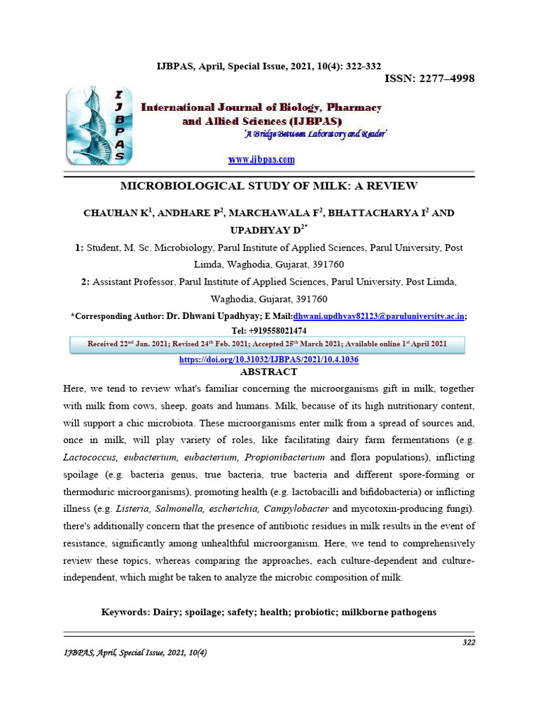 Microbiological Study of Milk Review | PDF | Milk | Lactobacillus