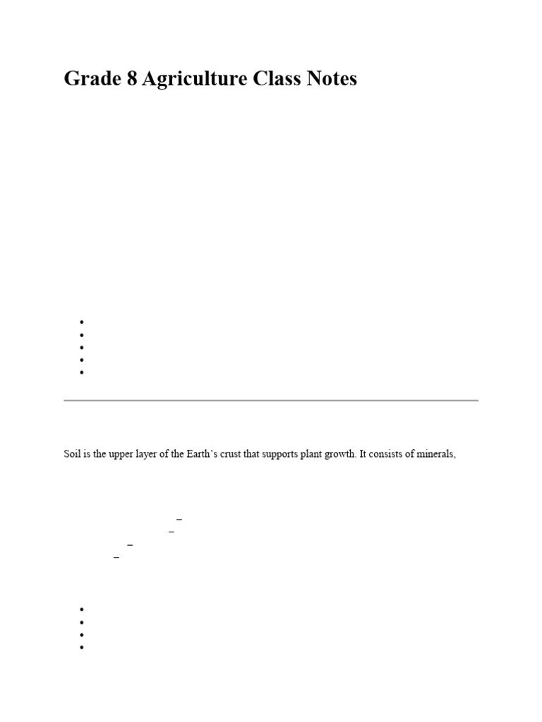 Grade 8 Agriculture Class Overview | PDF | Agriculture | Soil