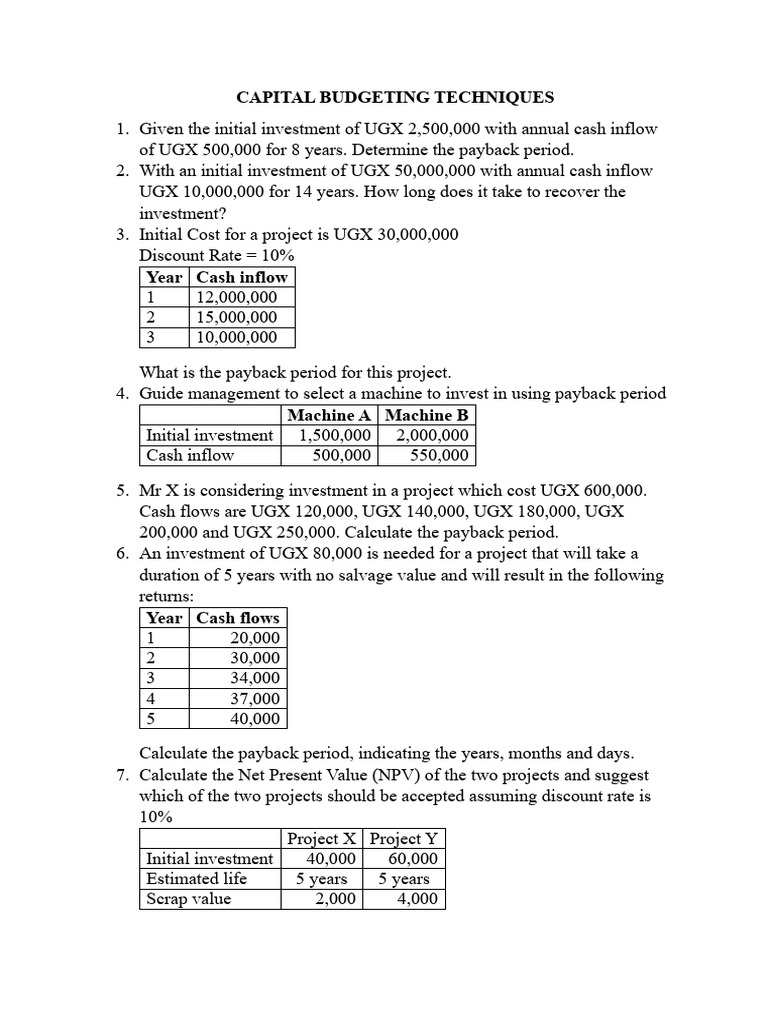 Capital Budgeting Techniques Explained | PDF | Net Present Value ...