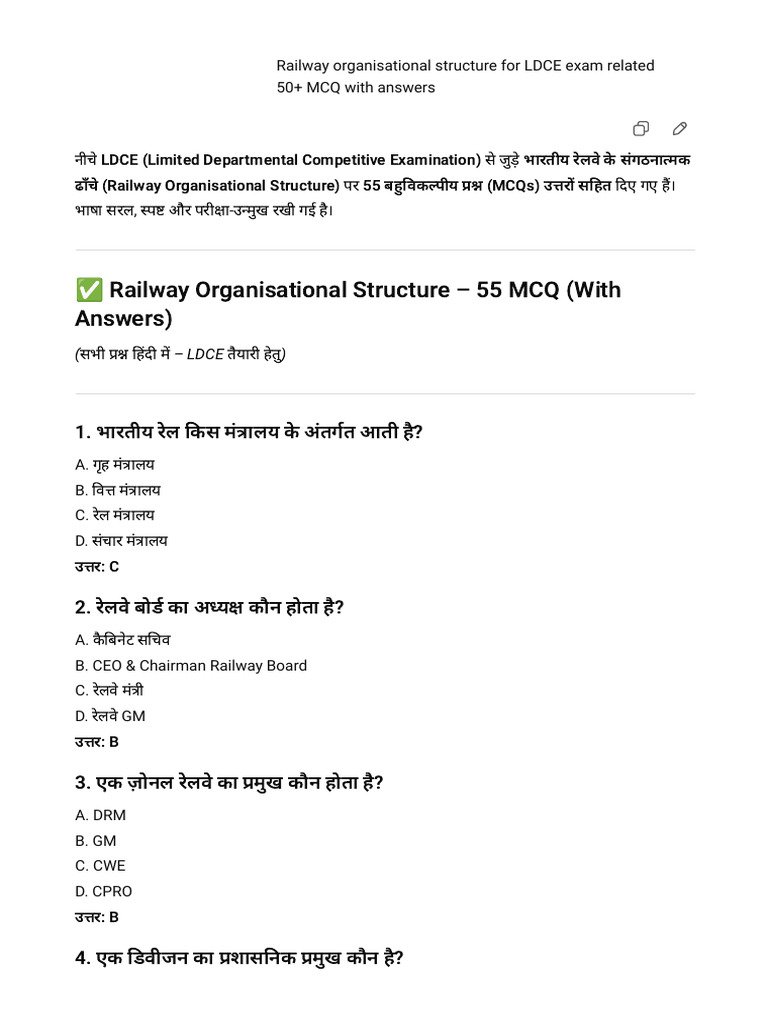 Railway Organisational Structure | PDF