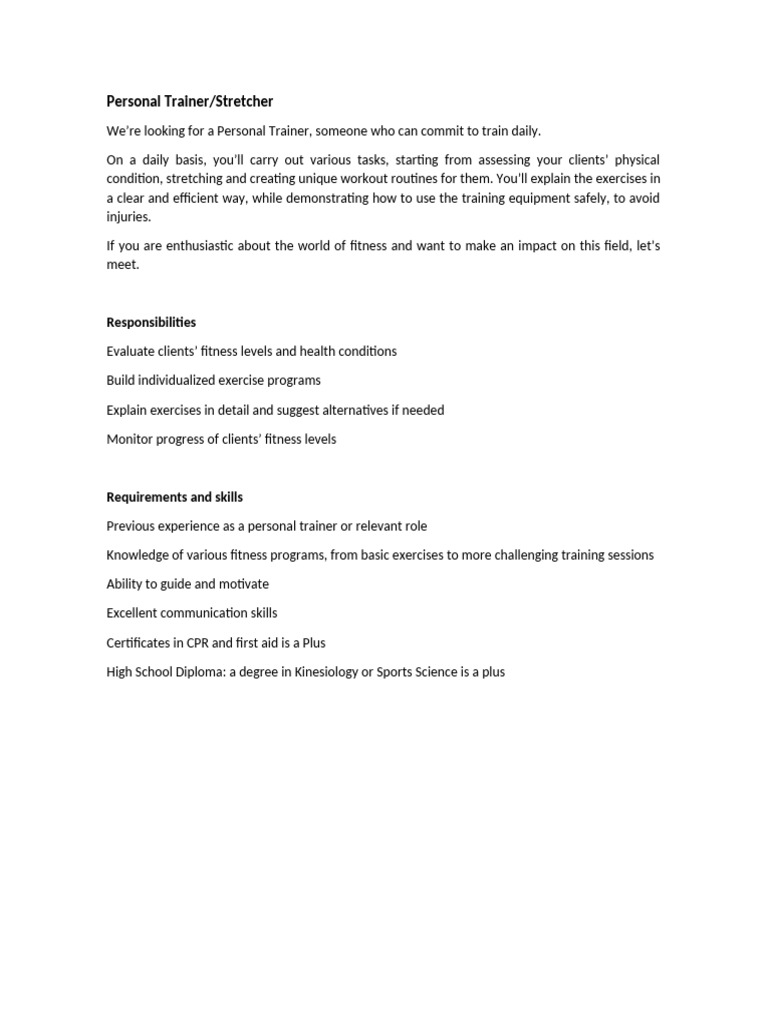 Personal Trainer | PDF