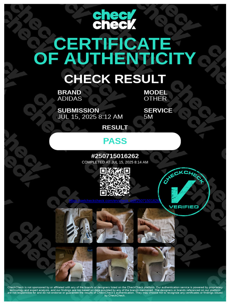 CheckCheck Certificate of Authenticity #25071501626220250715 | PDF
