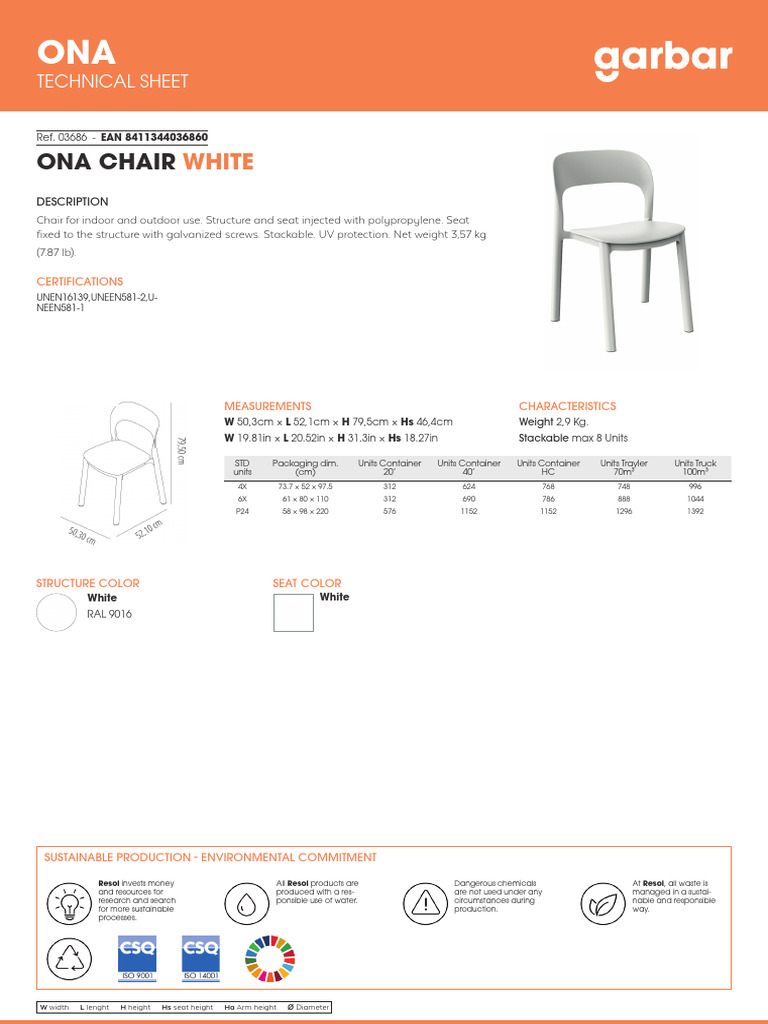 FP 03686 Ona Chair White en | PDF