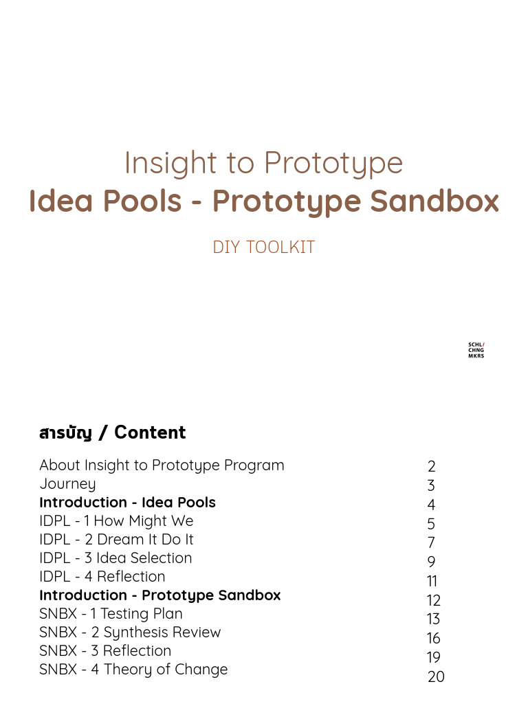 02 SCHL CHNG Insight To Prototype Toolkit | PDF