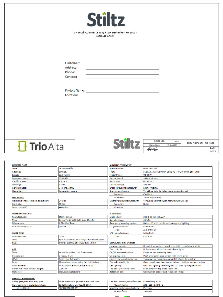 TRIO Homelift Permit Layout Drawings v.3 | PDF | Elevator ...
