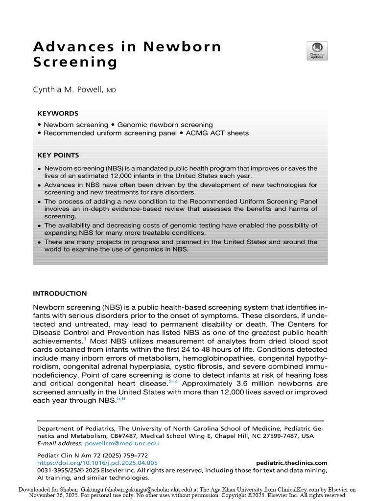Advances in Newborn Screening Techniques | PDF | Clinical Medicine ...