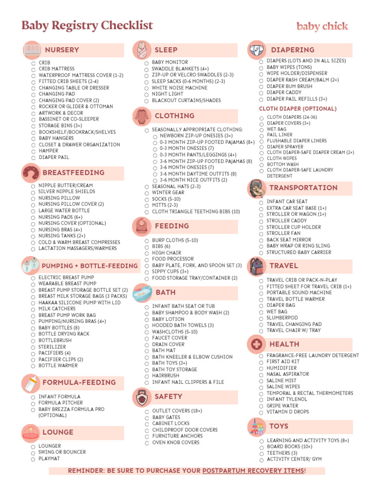 Baby Registry Checklist | PDF | Diaper | Infants