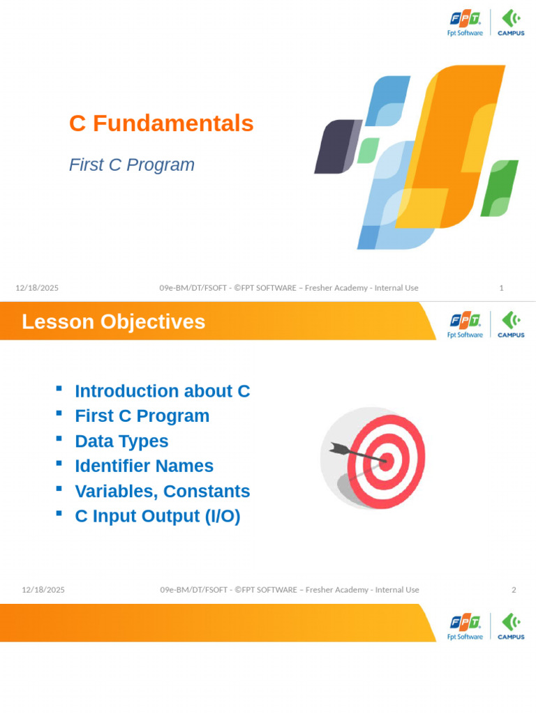 Lesson 01_C Introduction, Data Types, Variables and Constants, IO | PDF ...