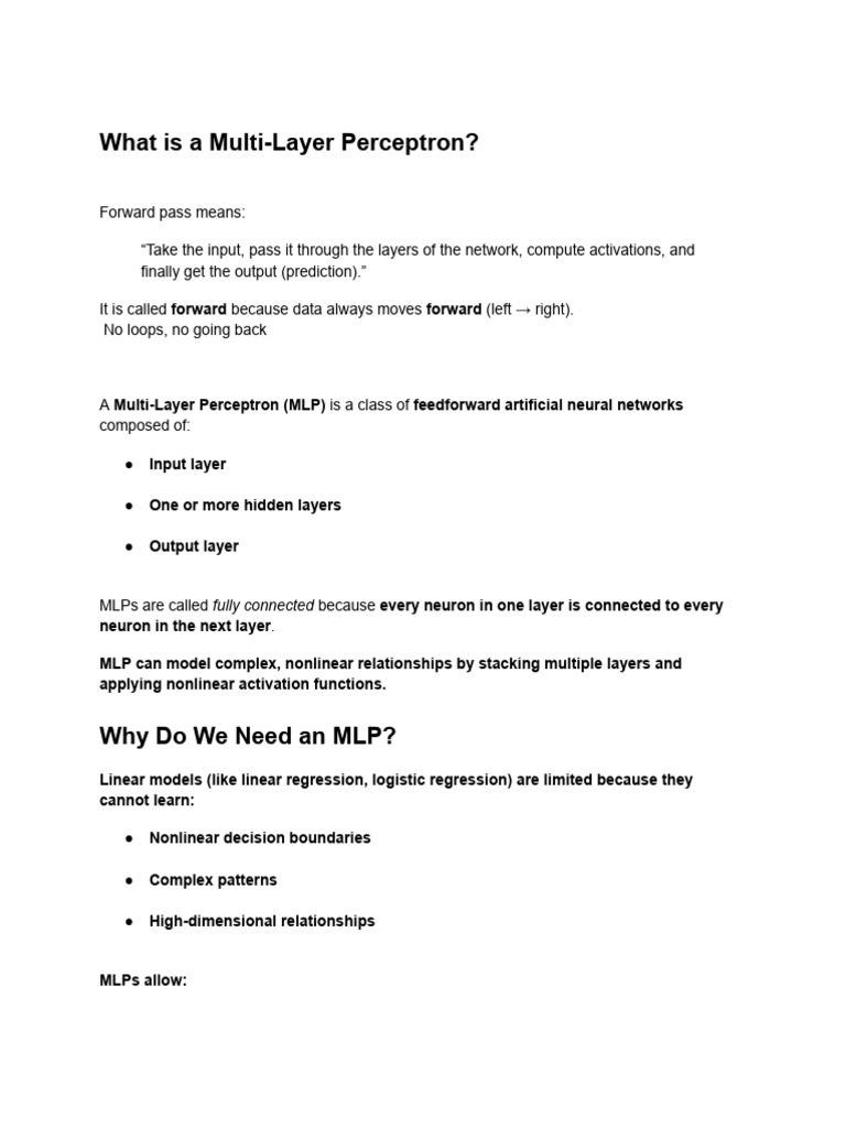 What is a Multi-Layer Perceptron | PDF | Statistical Classification ...