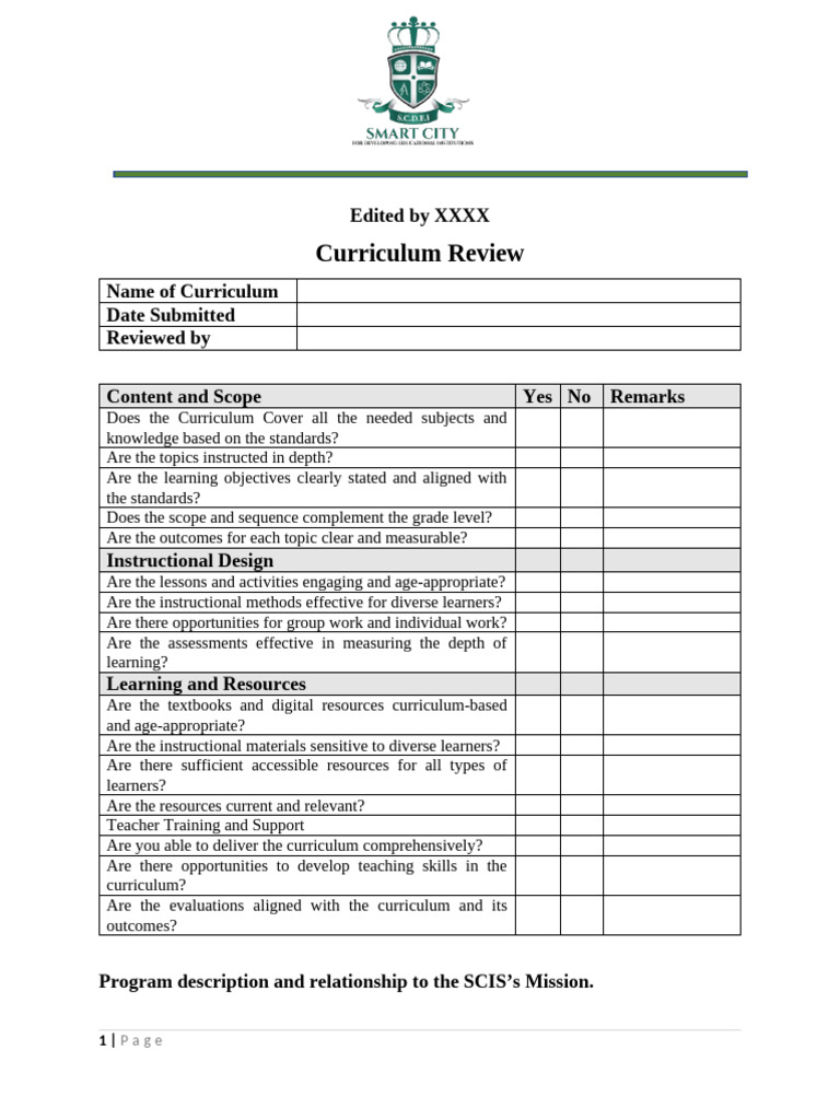 SCIS Curriculum Review | PDF | Curriculum | Learning