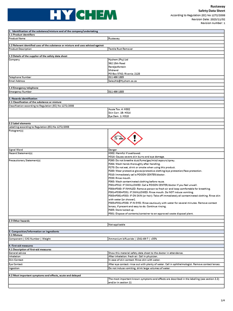 Rustaway SDS 2023 v1 | PDF | Safety | Occupational Safety And Health