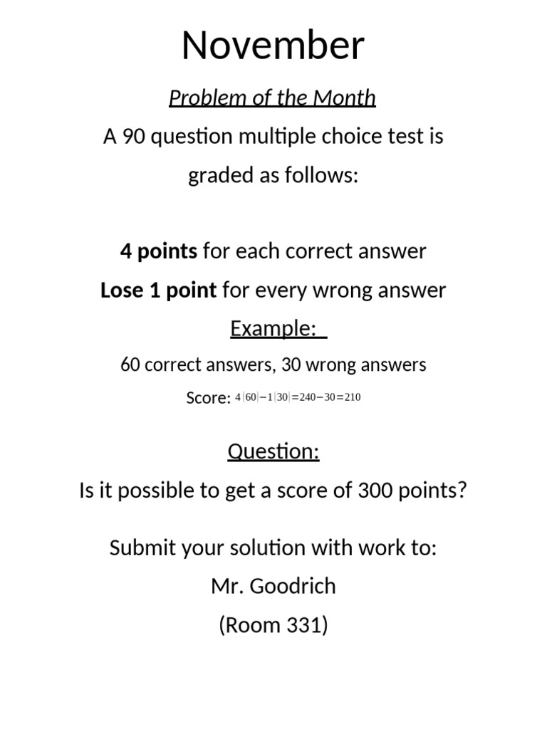 NOvember Problem of The Month | PDF