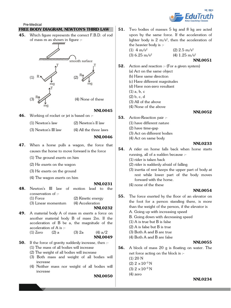 Newton's Laws and Free Body Diagrams | PDF | Tension (Physics) | Force